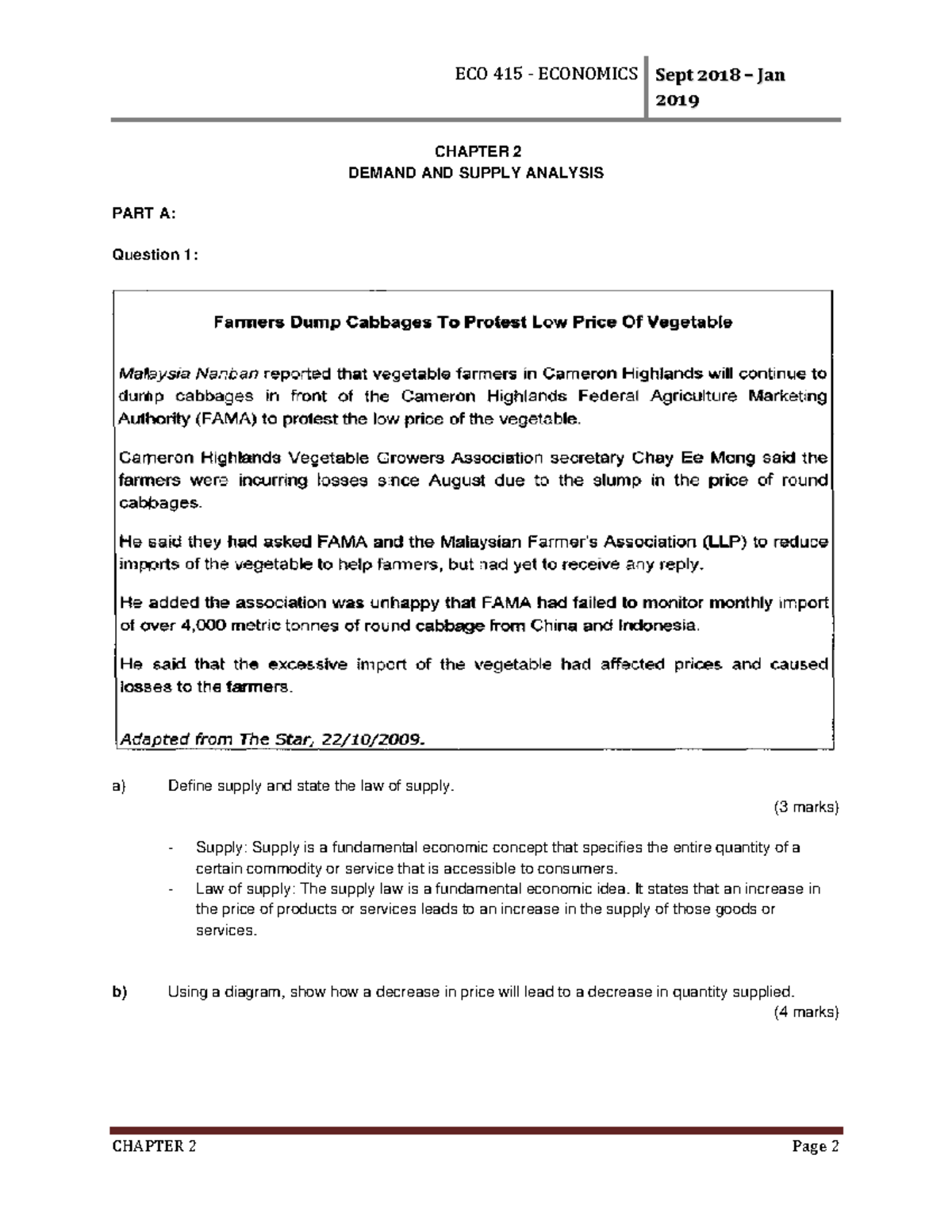 Chapter 2 - eco - 2019 CHAPTER 2 DEMAND AND SUPPLY ANALYSIS PART A ...