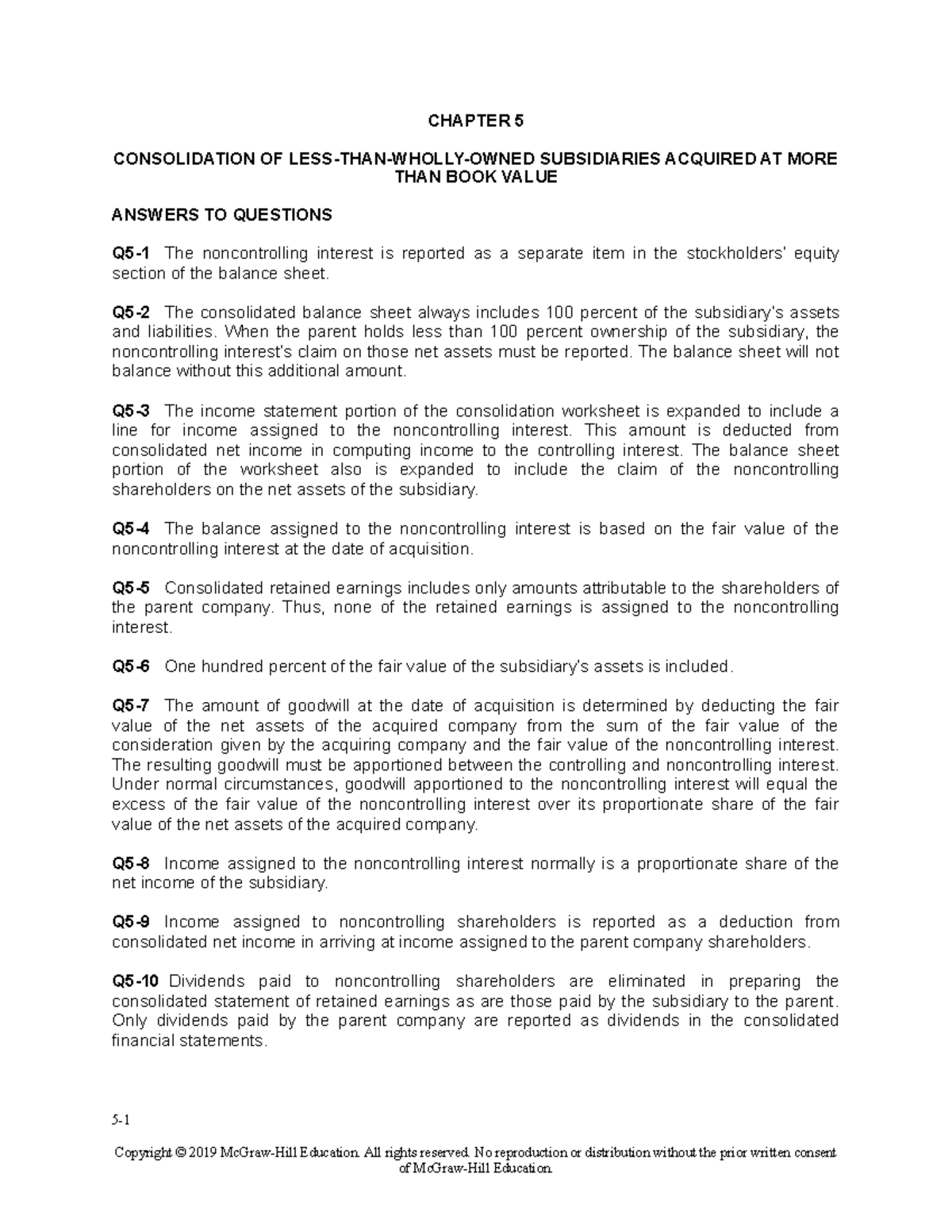 Christensen 12e Chap05 SM - CHAPTER 5 CONSOLIDATION OF LESS-THAN-WHOLLY ...