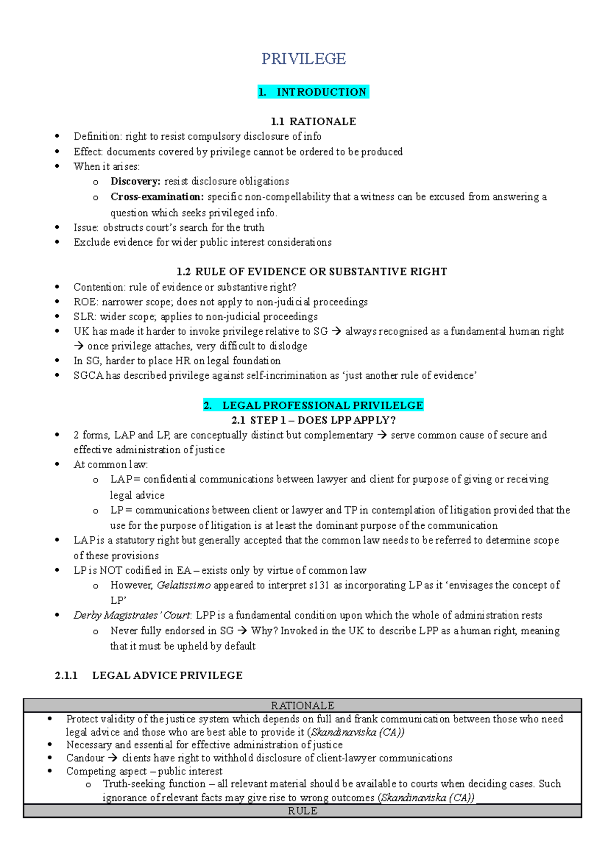 (5) Privilege - PRIVILEGE 1. INTRODUCTION 1 RATIONALE Definition: right ...