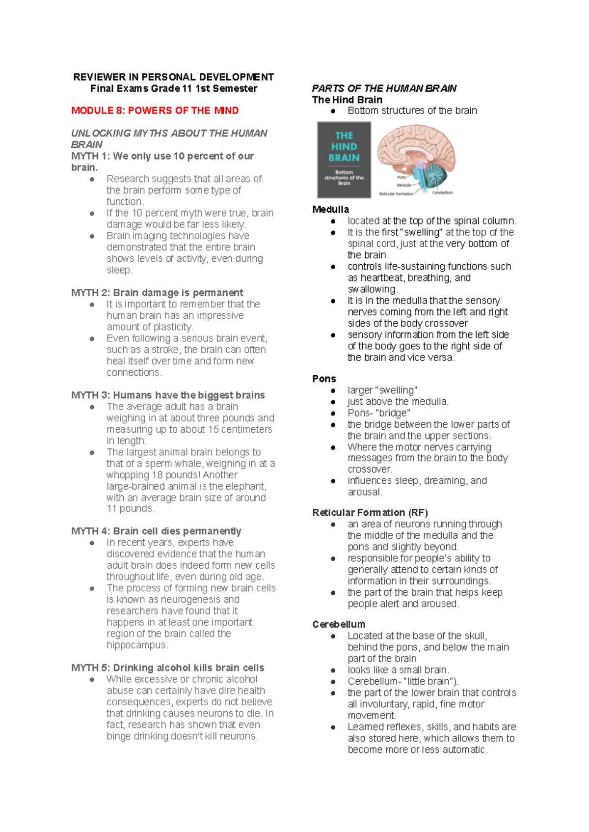 PerDev reviewer - REVIEWER IN PERSONAL DEVELOPMENT Final Exams Grade 11 ...