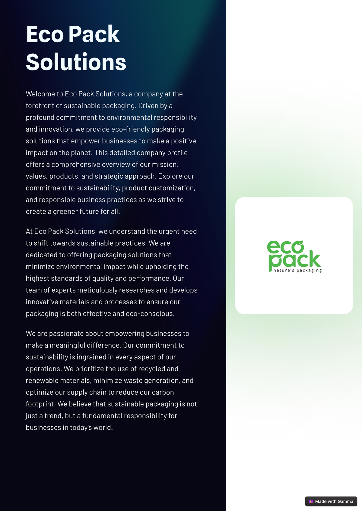 Eco-Pack-Solutions - eco pack solutions - Eco Pack Solutions Welcome to ...