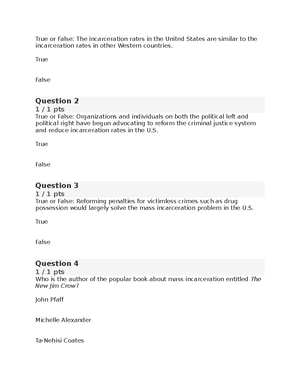 Exam 1 - Exam 1 questions that was given in the exam. - TRUE or FALSE ...