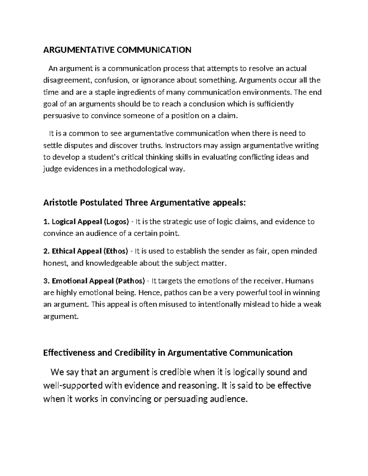 Argumentative C WPS Office - ARGUMENTATIVE COMMUNICATION An argument is ...