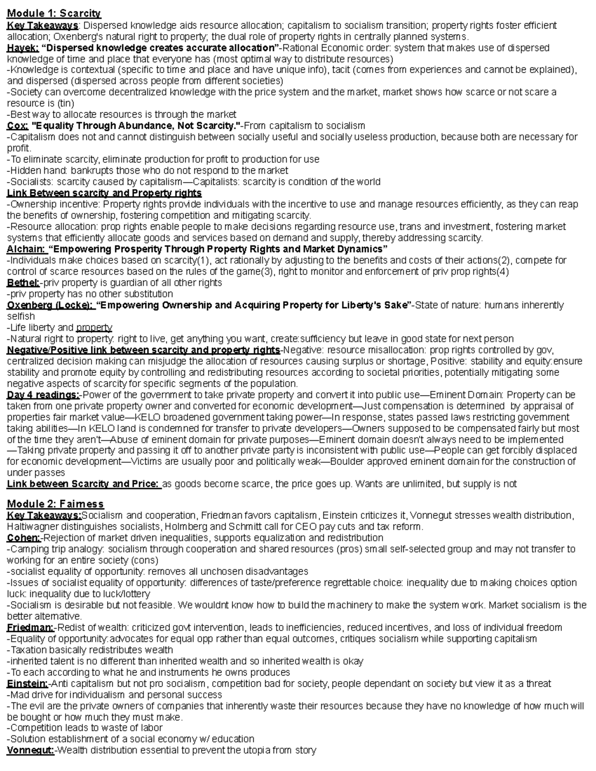 Real real real cheat sheet please print easton - Module 1: Scarcity Key ...