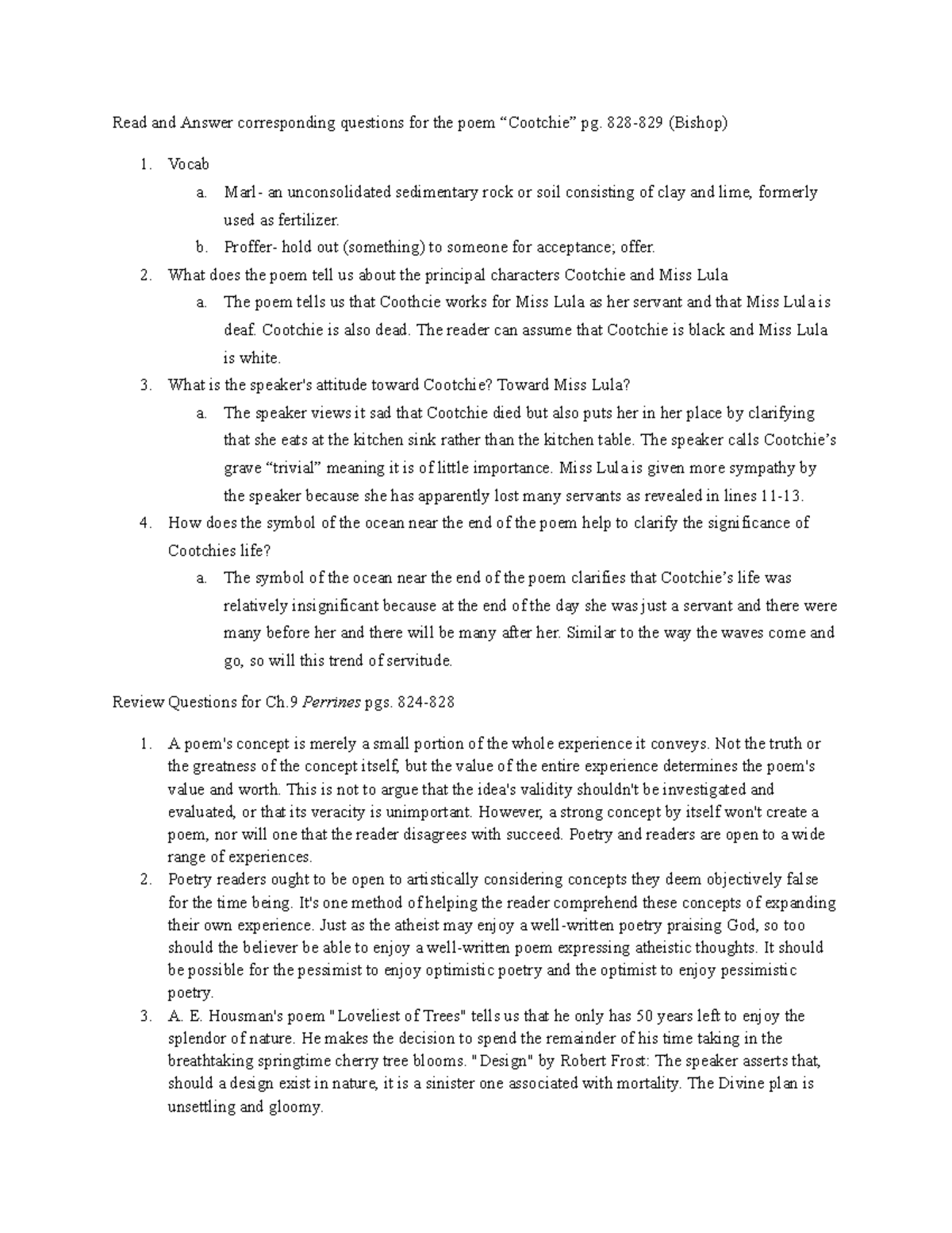 Perrines Ch 9 Questions - Read and Answer corresponding questions for ...