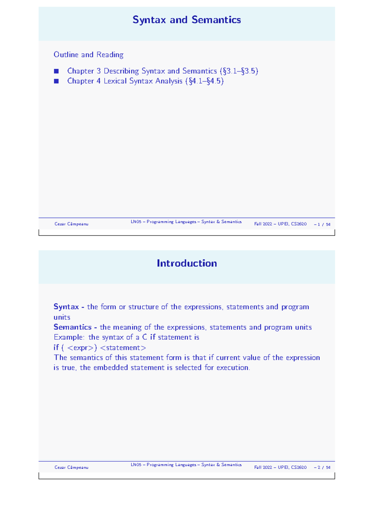 L04 Syntax Semantics Cs2620f2022 Syntax And Semantics Cezar Cˆampeanu