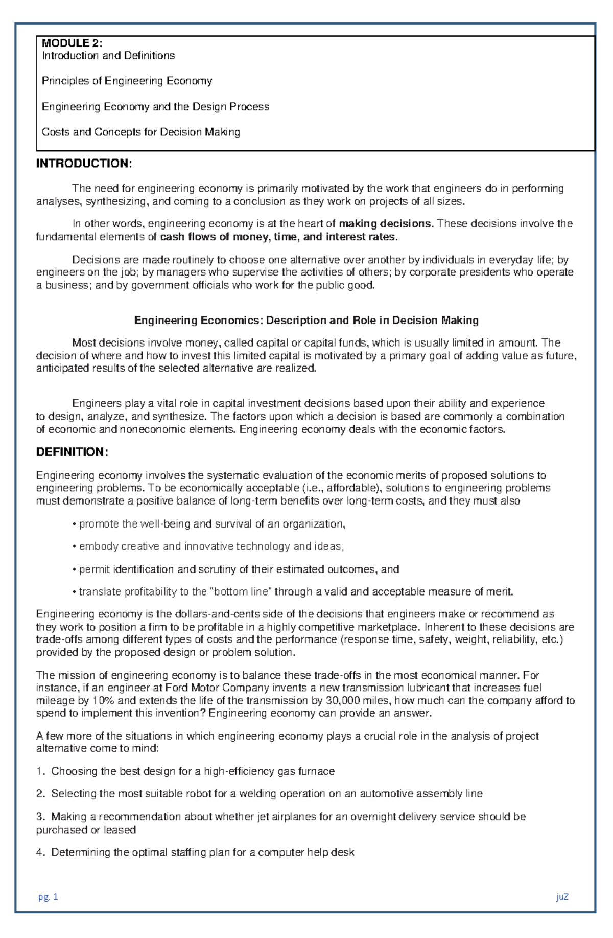 Topic 1 - ................ - MODULE 2: Introduction and Definitions ...