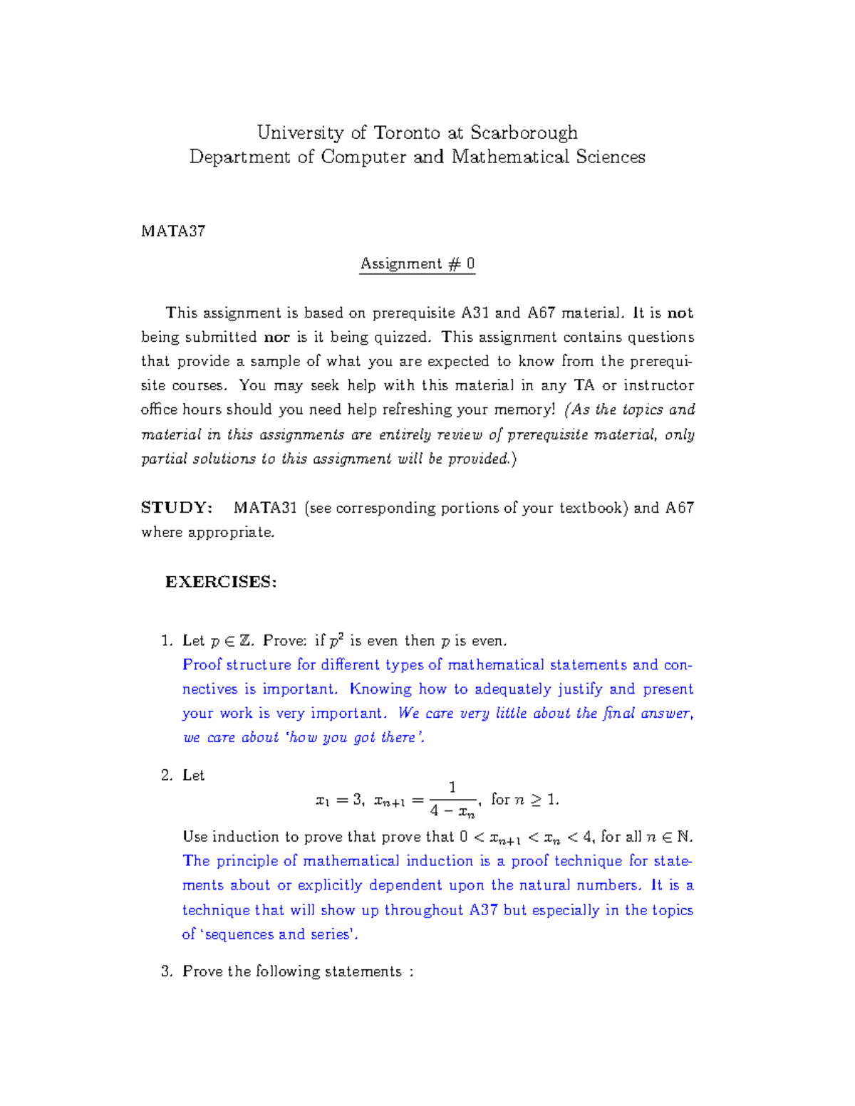 A0 Review - University of Toronto at Scarborough Department of Computer ...