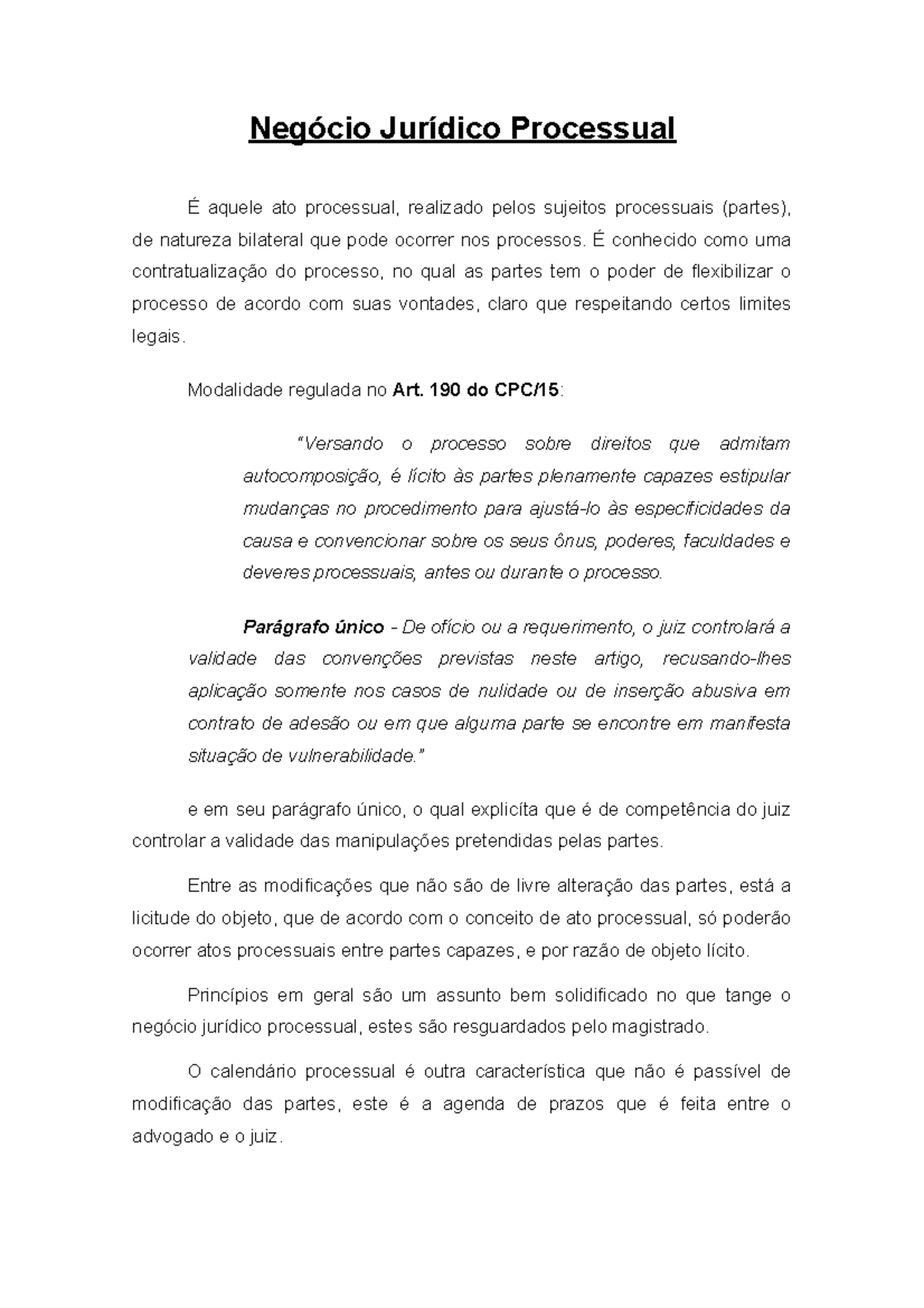 6º Trabalho - Negócio Jurídico Processual - Negócio Jurídico Processual ...