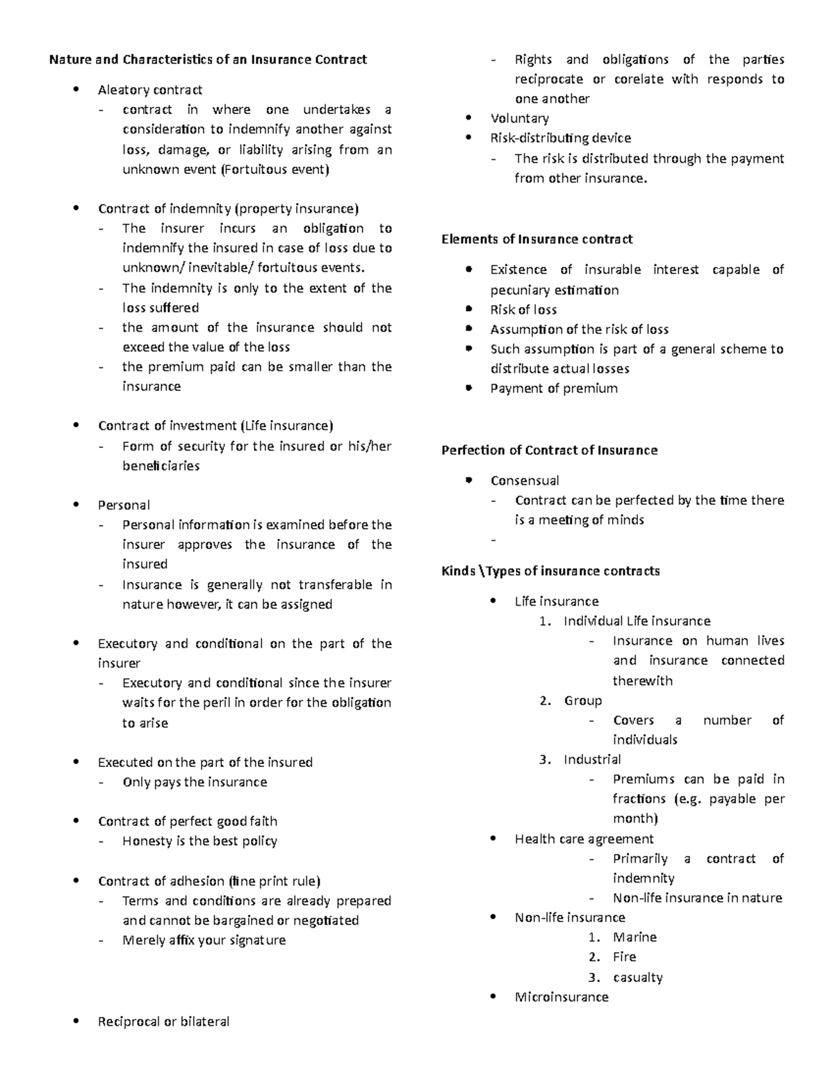 AEC 45 - nature and characteristics of insurance - Nature and ...