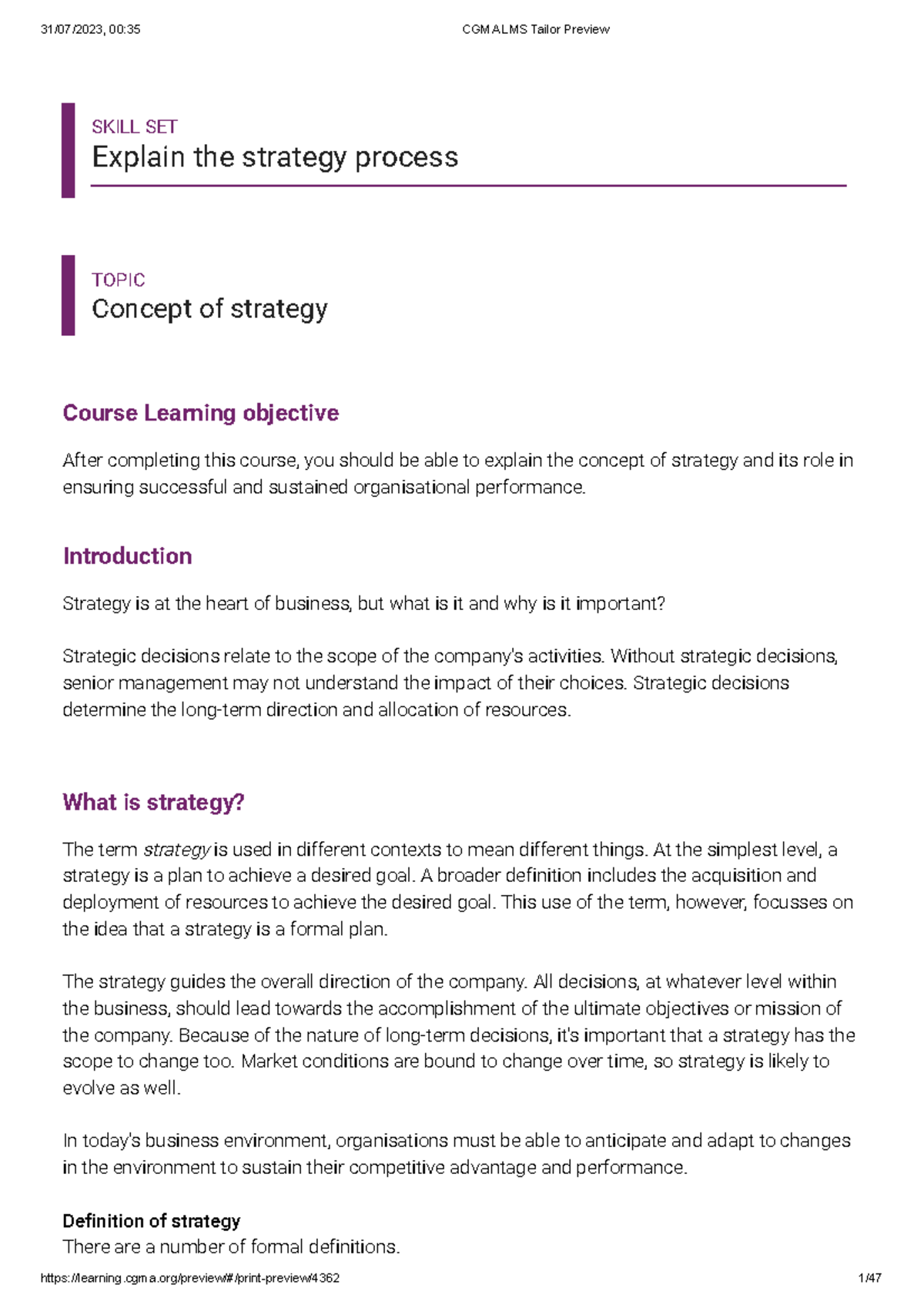 1. Explain the strategy process - SKILL SET Explain the strategy ...