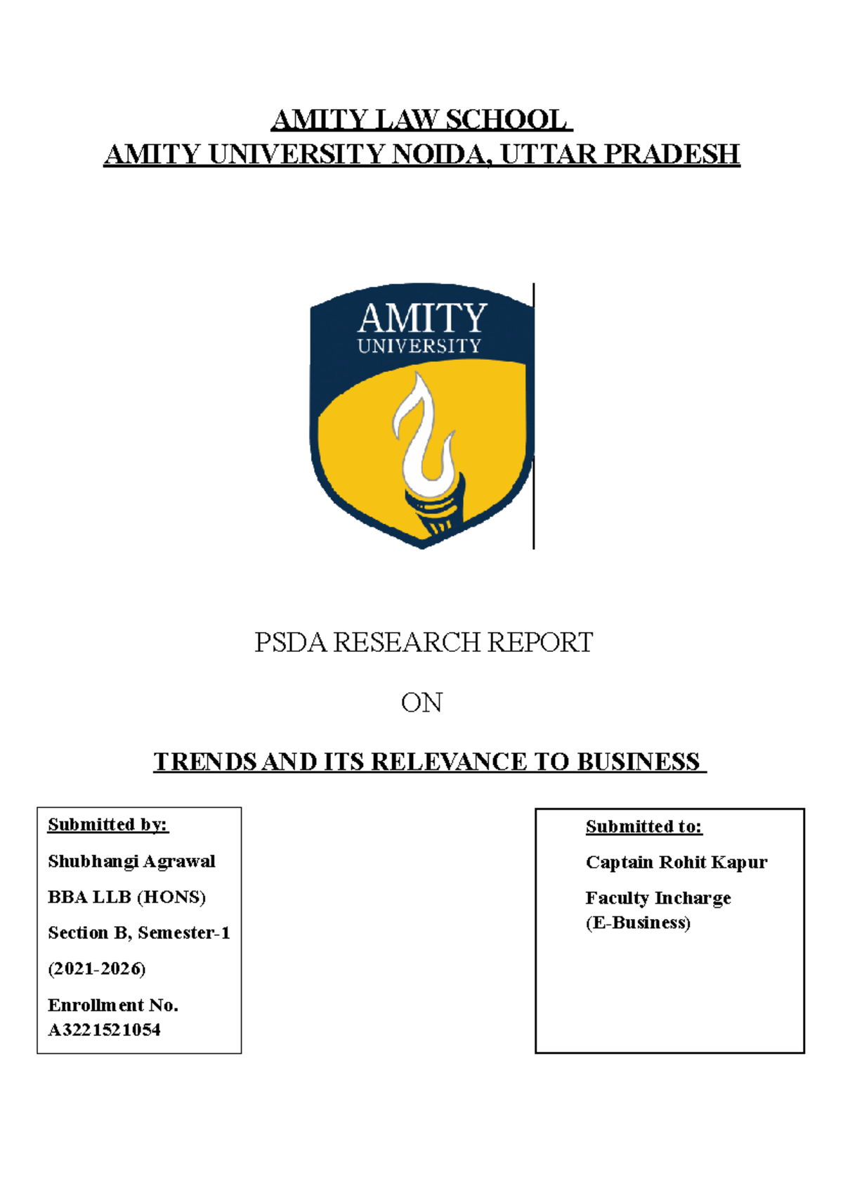 E-Business psda report ( Shubhangi Agrawal Section B ) - AMITY LAW SCHOOL AMITY UNIVERSITY NOIDA ...