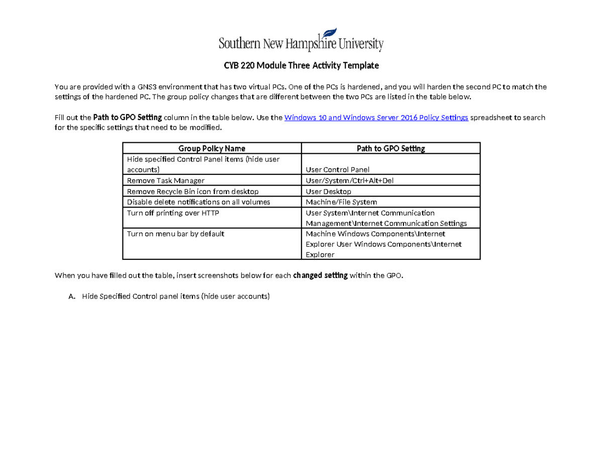 CYB 220 Module 3 Brian Saintsing.docx - CYB 220 Module Three Activity ...