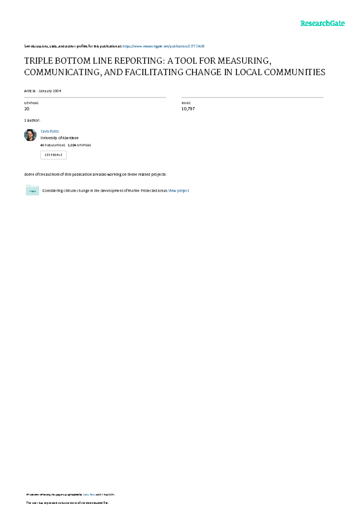 Triple Bottom LINE Reporting A TOOL FOR Measuring - See discussions ...