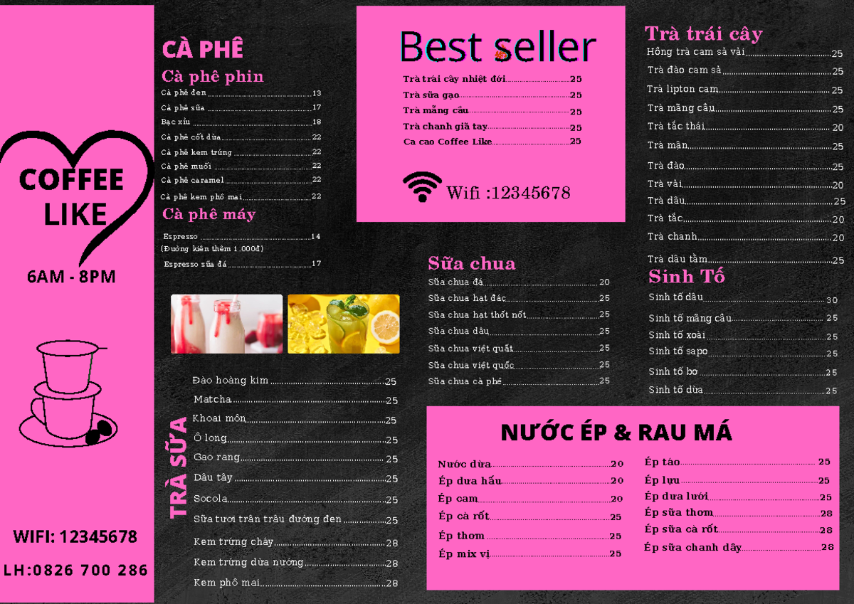 Black Modern Japanese Food Menu - COFFEE LIKE 6AM - 8PM WIFI: 12345678 ...