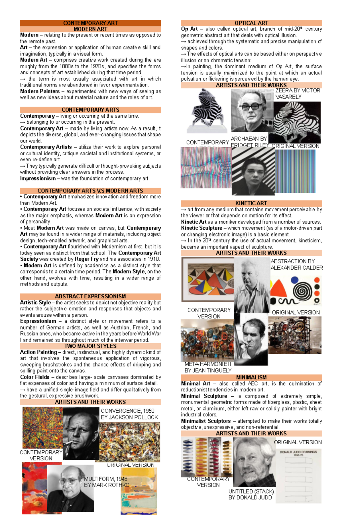 ARTA- Finals - Reviewer in ARTA - CONTEMPORARY VERSION ORIGINAL VERSION CONVERGENCE, 1950 BY ...