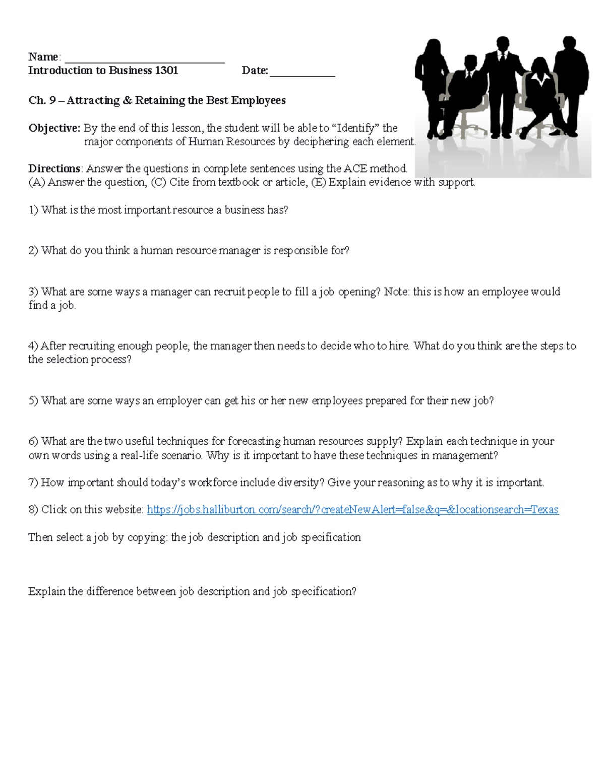 Chapter 9 - Attracting and Retaining Best Employee's - Activity - Name