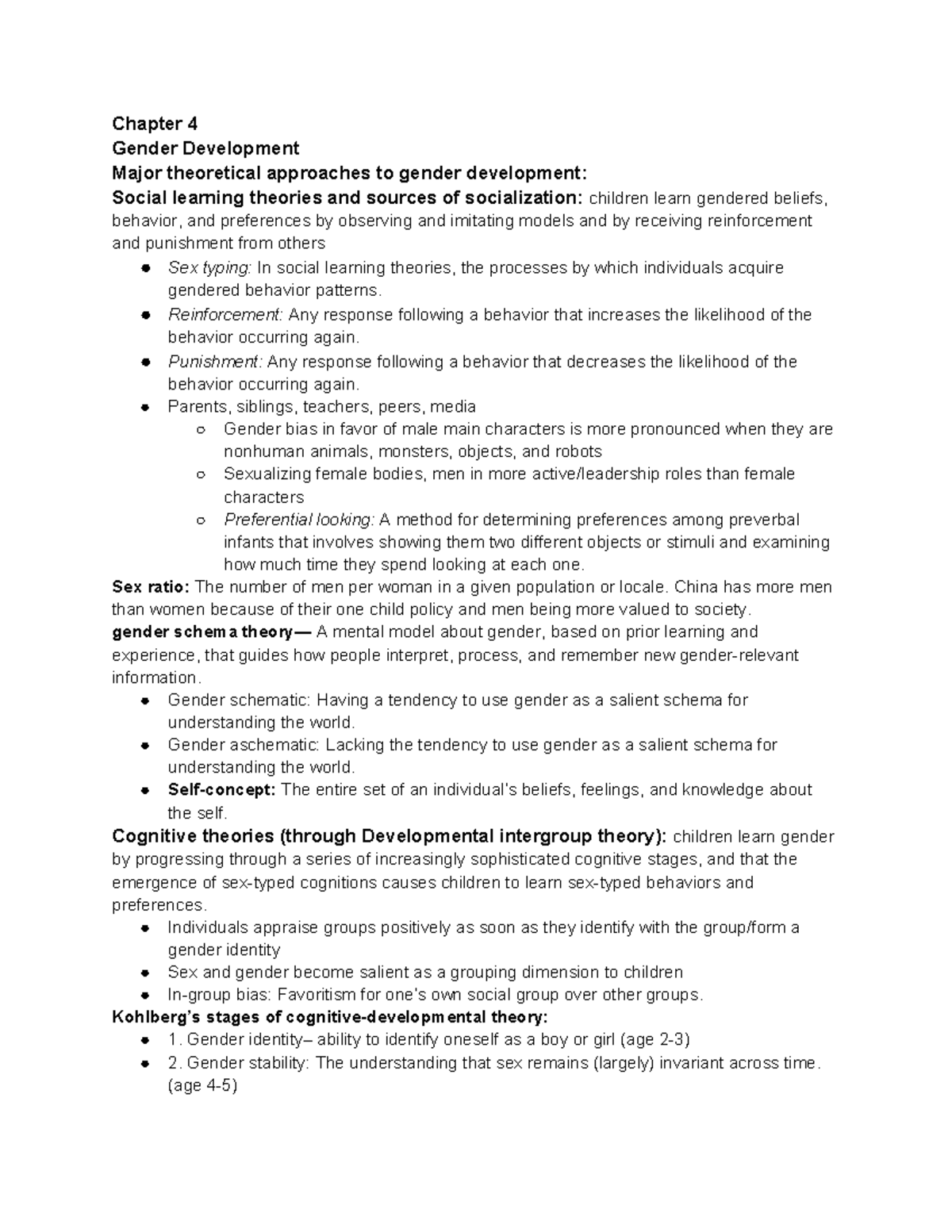 Psychology of gender exam 2 study guide - Chapter 4 Gender Development ...