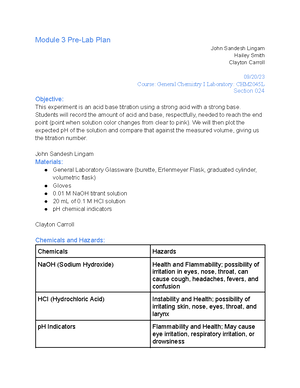 Module 5 Formal Post Lab Report - This can be done using the spectrophotometer in a chemical ...