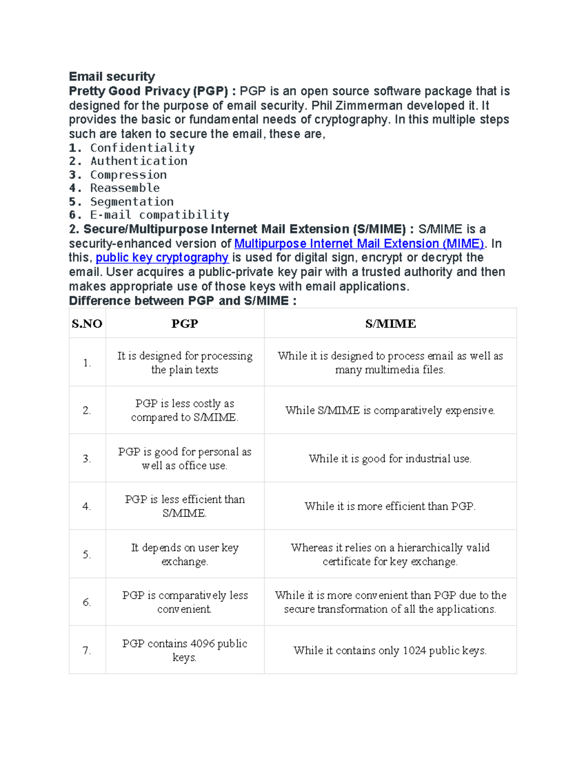 Internet and web app security - Email security Pretty Good Privacy (PGP ...
