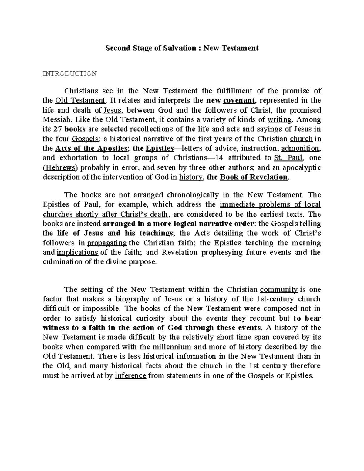 Intro TO NEW Testament - Second Stage of Salvation : New Testament ...