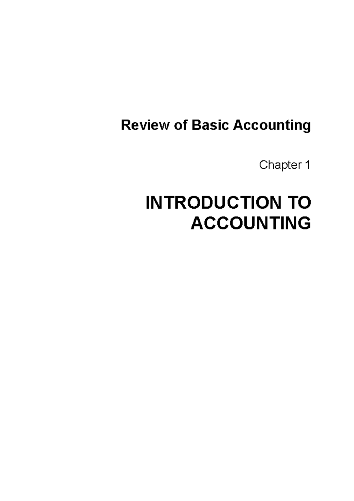 RBA Chapter 1 Introduction to Accounting - Review of Basic Accounting ...