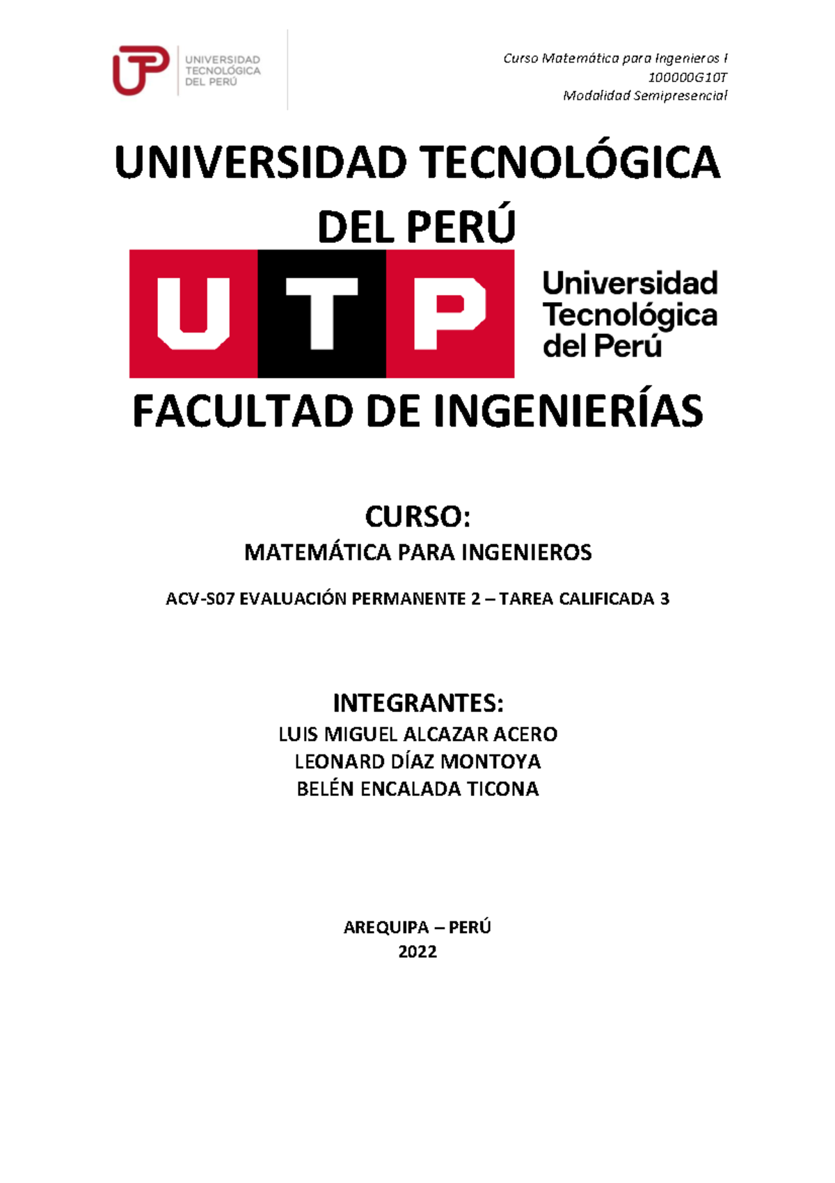 (ACV-S07) Evaluacion Permanente Tarea Calificada 3 Grupal - DEL PERÚ Curso Matemática para - Studocu