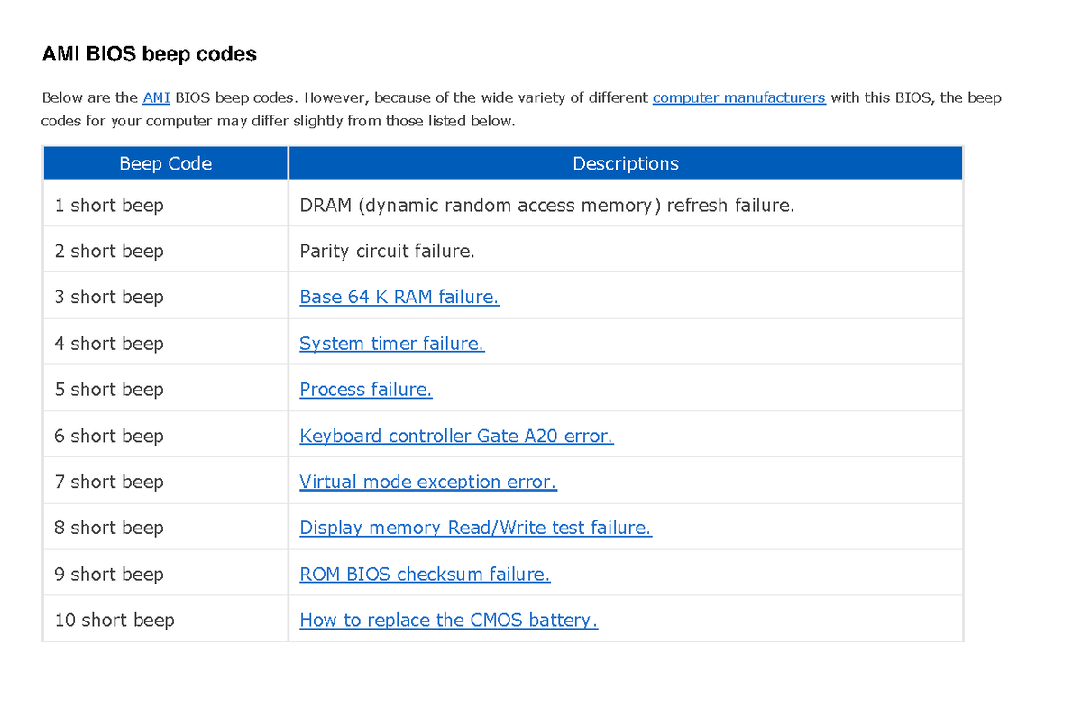 AMI BIOS beep codes - SFSDFSDAFSDAFSDAFSADF - AMI BIOS beep codes Below are the AMI BIOS beep ...