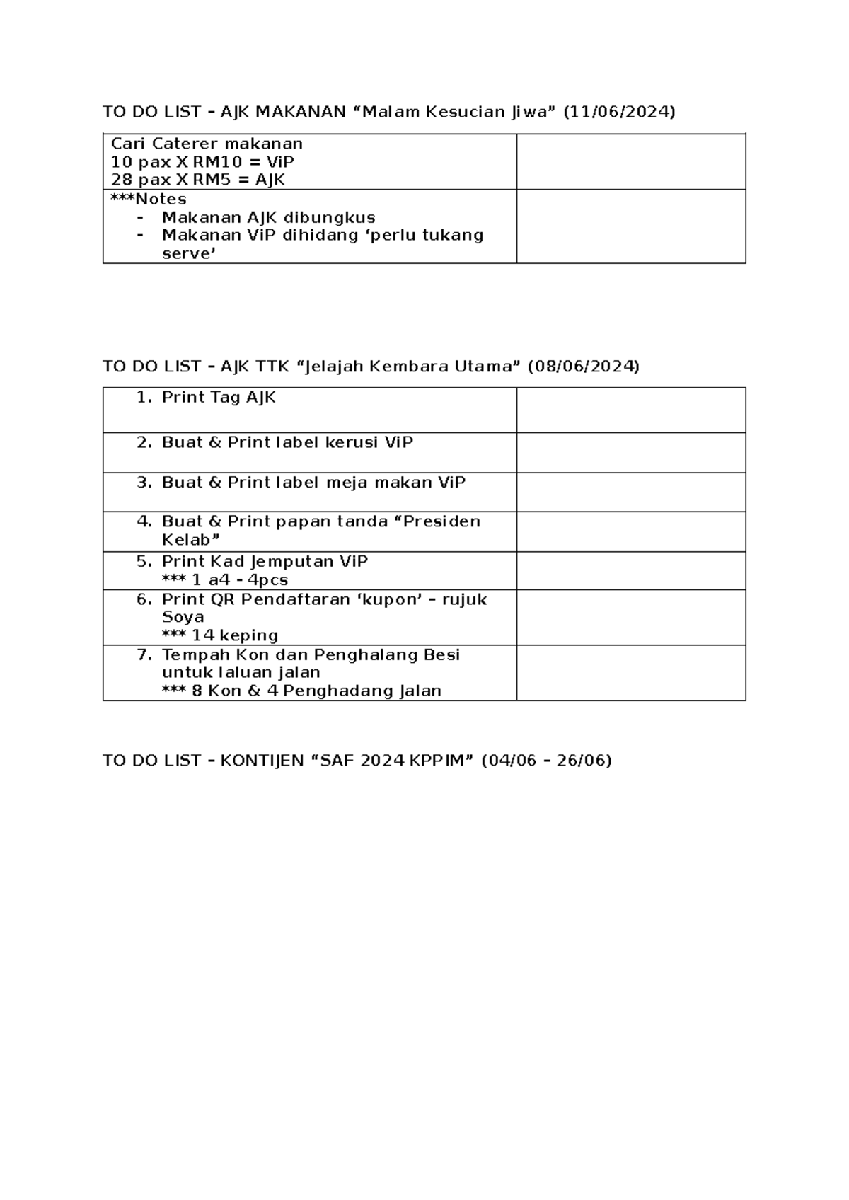 Individual Assignment - TO DO LIST – AJK MAKANAN “Malam Kesucian Jiwa ...