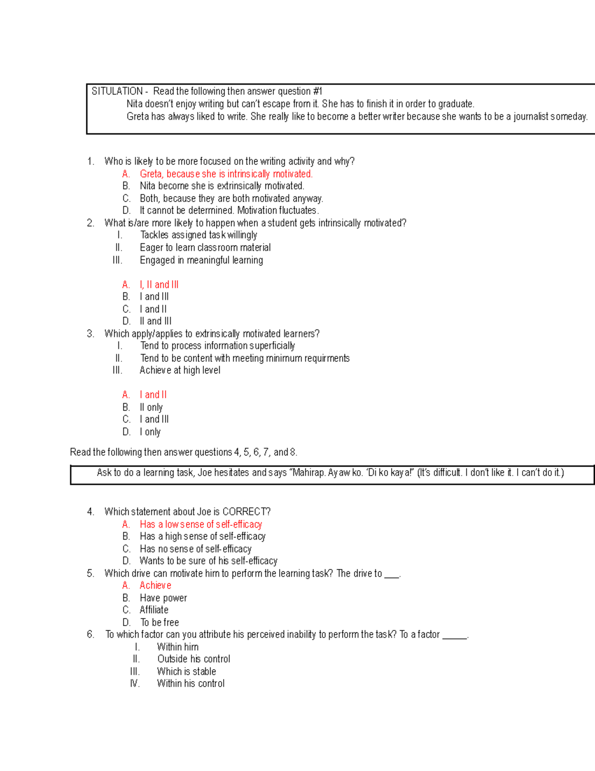 CAD Facil content 3 - SITULATION - Read the following then answer ...