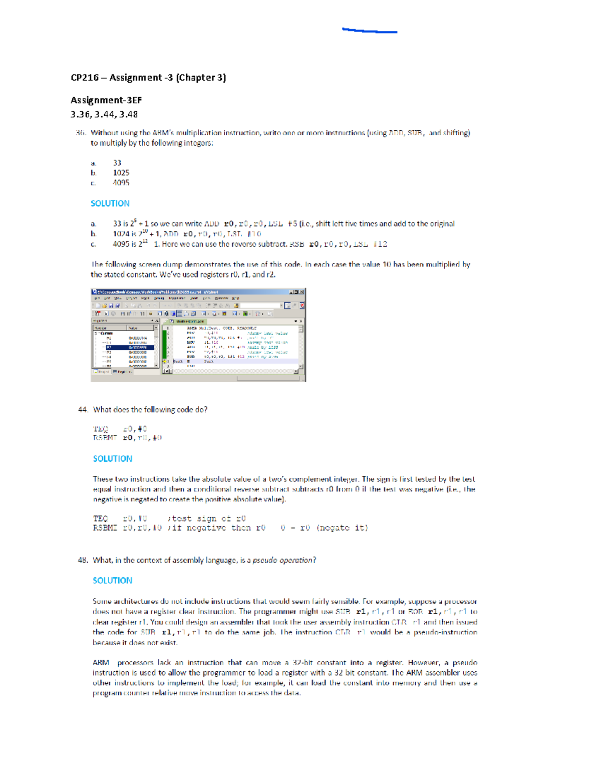 Assignment 3EF Chapter-3 Solutions - RE220 - CP216 – Assignment -3 ...