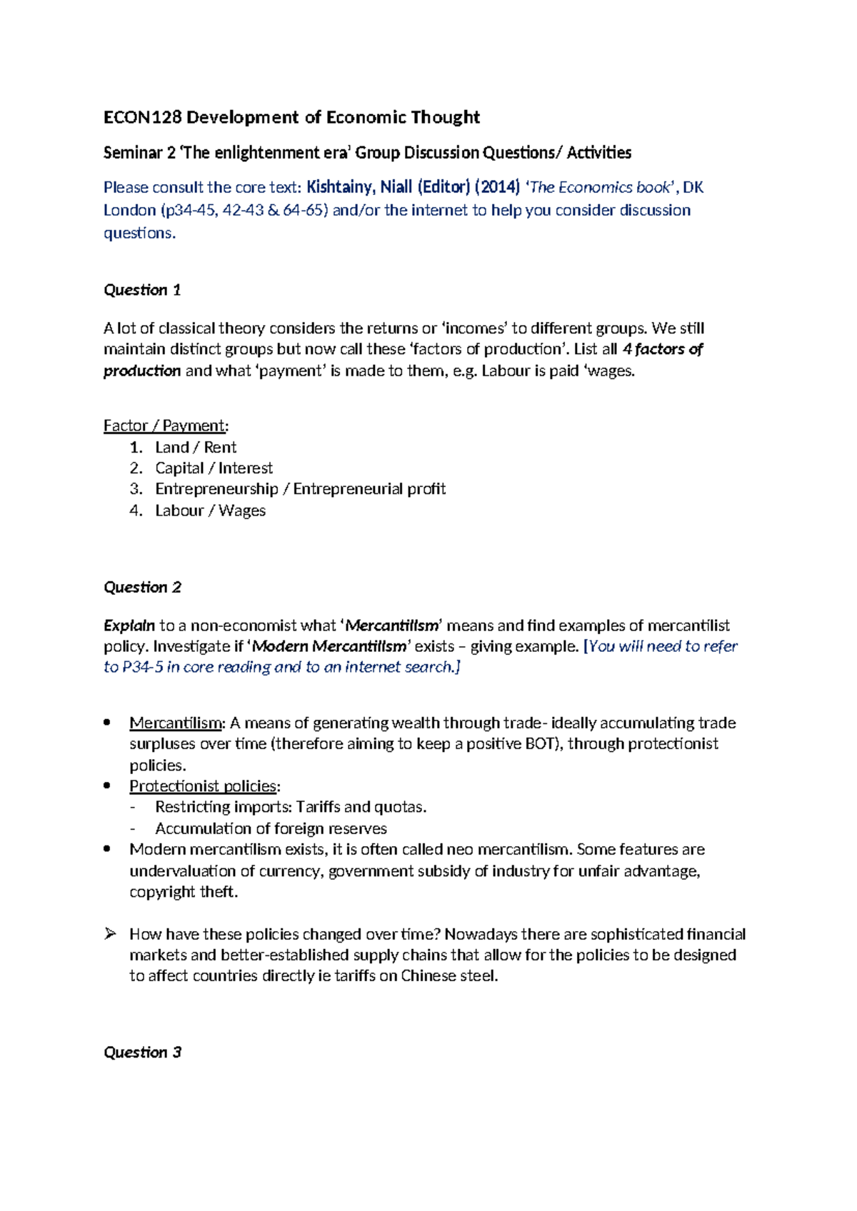 ECON128 Seminar tutorial 2 - ECON128 Development of Economic Thought ...