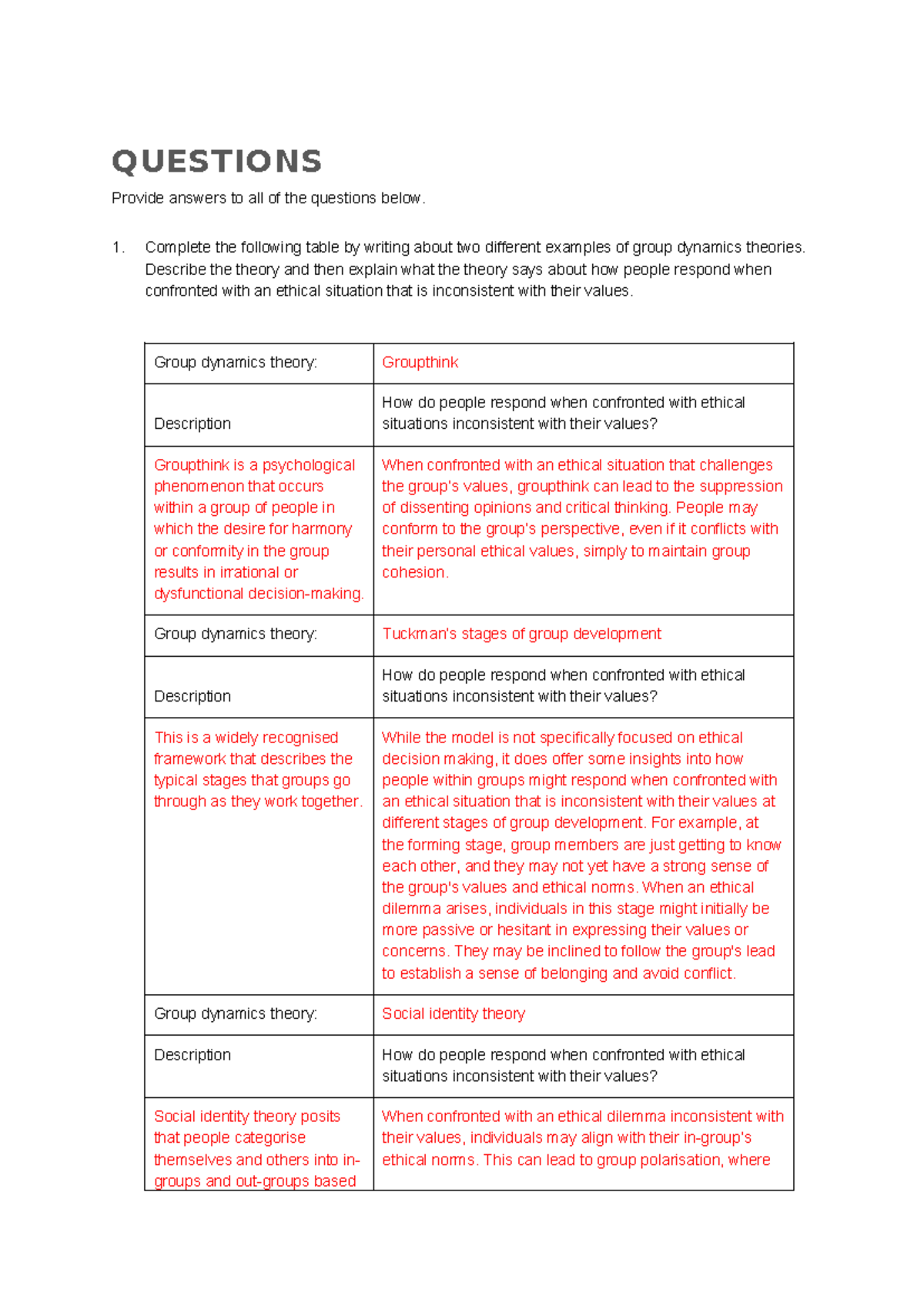 Kn question suggestion - QUESTIONS Provide answers to all of the ...