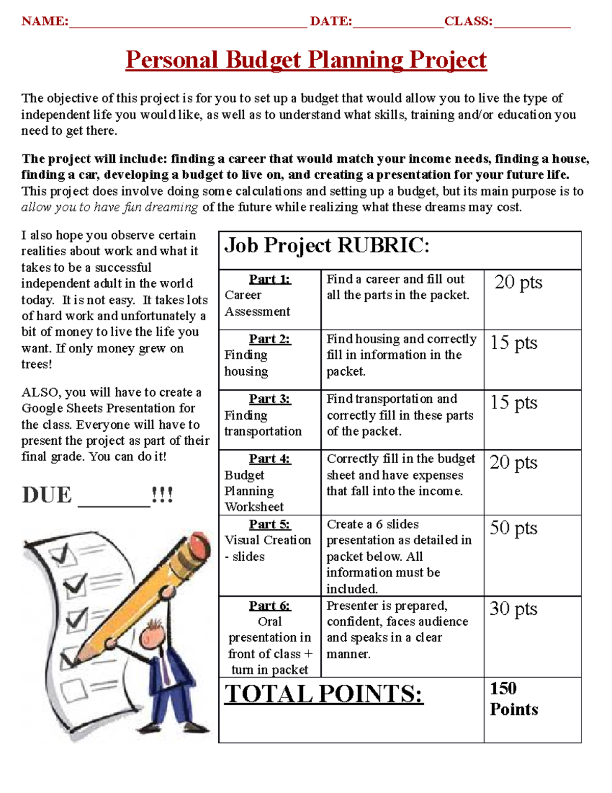 6thgrademathcareerproject-1 - NAME ...