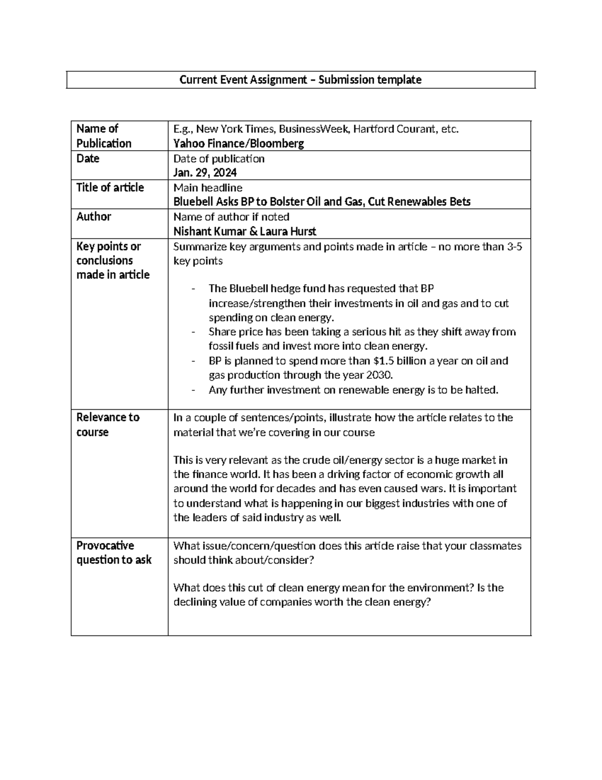 Current Event Assignment 2 - , New York Times, BusinessWeek, Hartford Courant, etc. Yahoo - Studocu