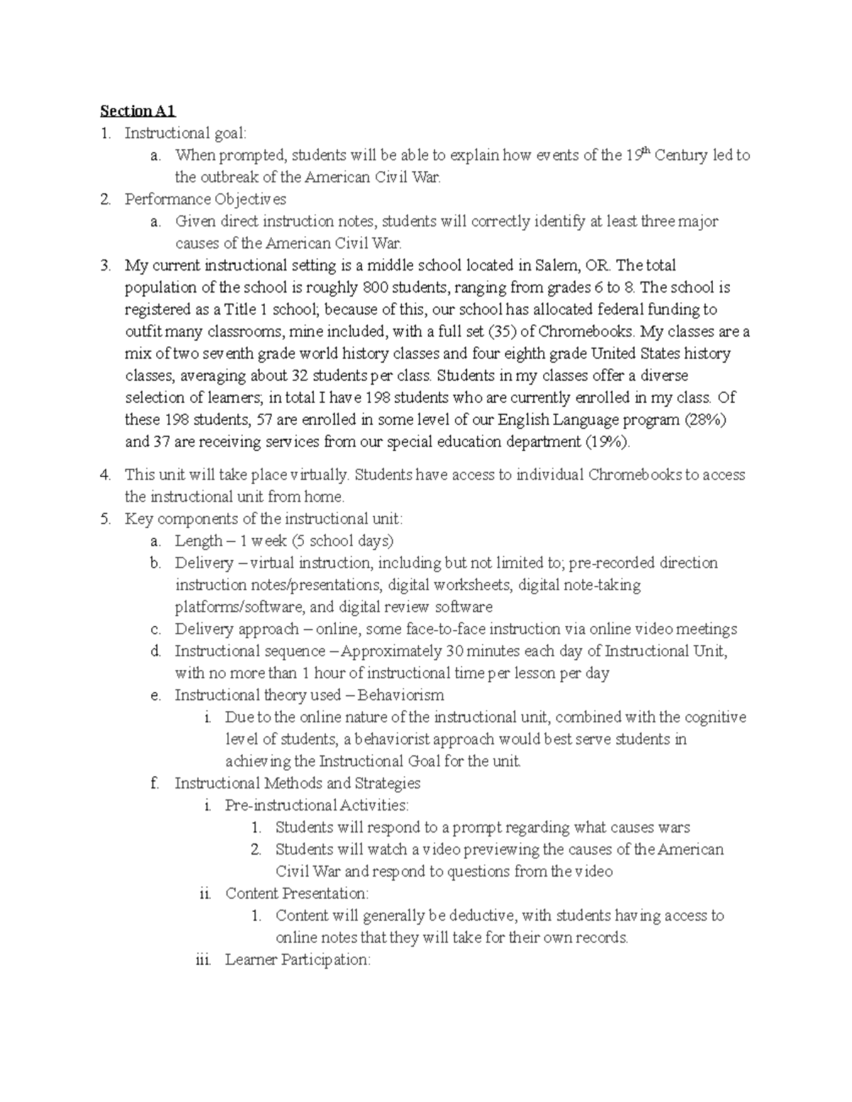 TAT2 Task 2 - Task 2 Assessment (WGU - Spring 2020) - Section A ...