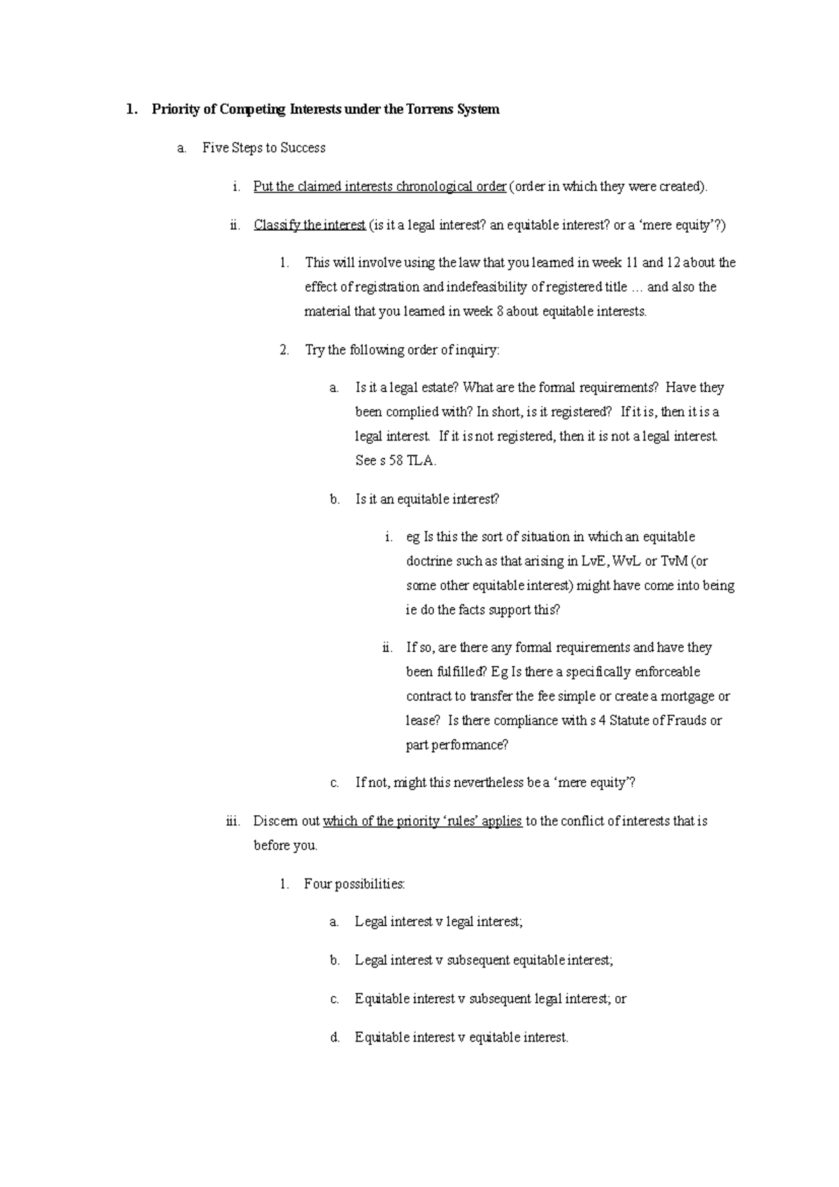 Answer-Plan - Entire unit exam answer guide - 1. Priority of Competing ...