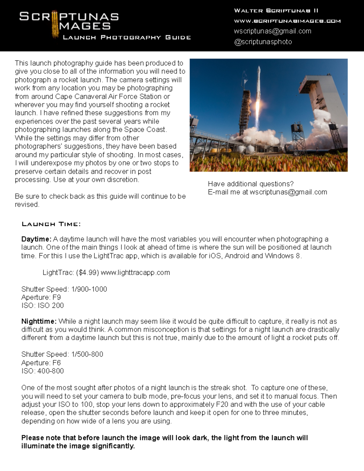 Launch Photography Guide - @@ This launch photography guide has been ...