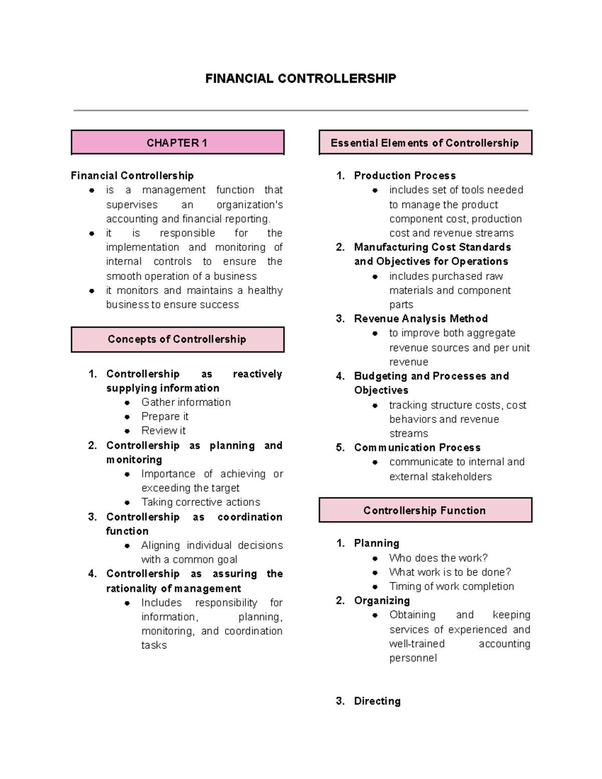 Financial Controllership - FINANCIAL CONTROLLERSHIP CHAPTER 1 Financial ...