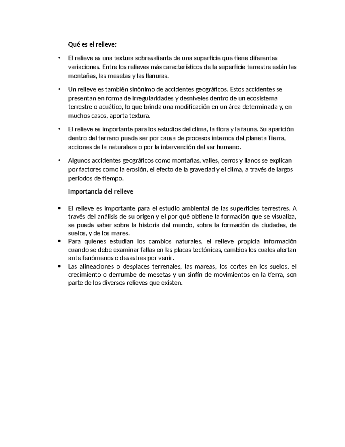 Qué es el relieve - son los tALLERES A REALIZAR EN INGLES 1 - Qué es el ...