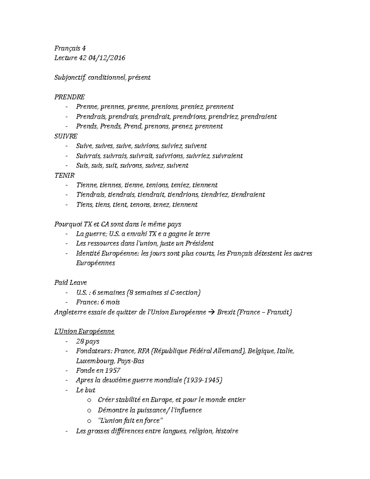 Francais 4 Lecture 42 - Français 4 Lecture 42 04/12/ Subjonctif ...