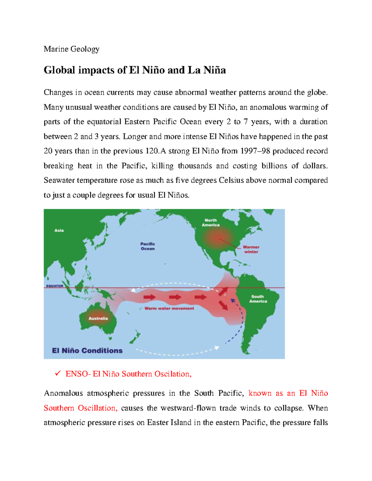 Global impacts of El Niño and La Niña - Marine Geology Global impacts ...