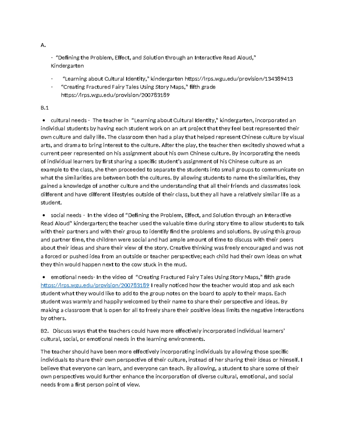 Cultural - A. “Defining the Problem, Effect, and Solution through an ...
