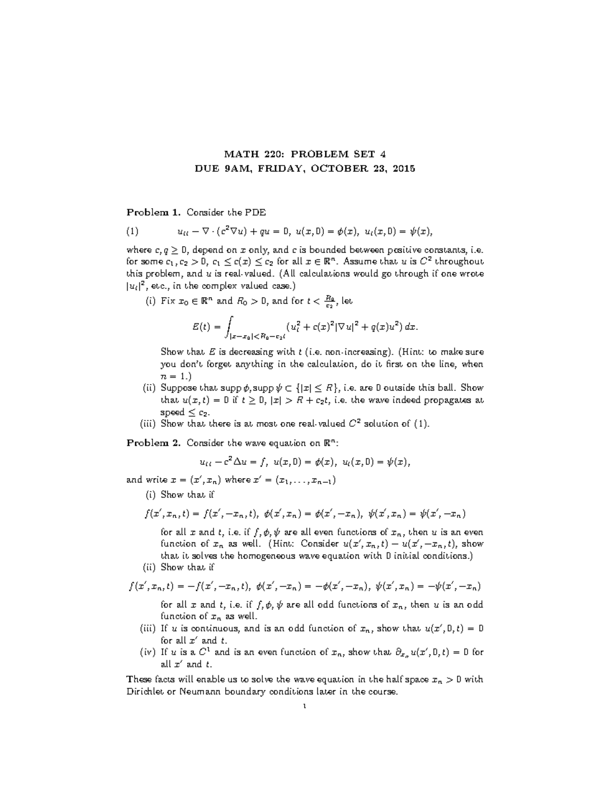 Seminar assignments - Problem set 4 - MATH 220: PROBLEM SET 4 DUE 9AM ...