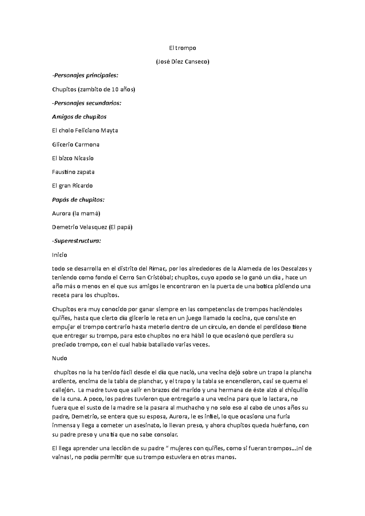 El trompo-1 - Sinfo - El trompo (José Diez Canseco) Personajes ...