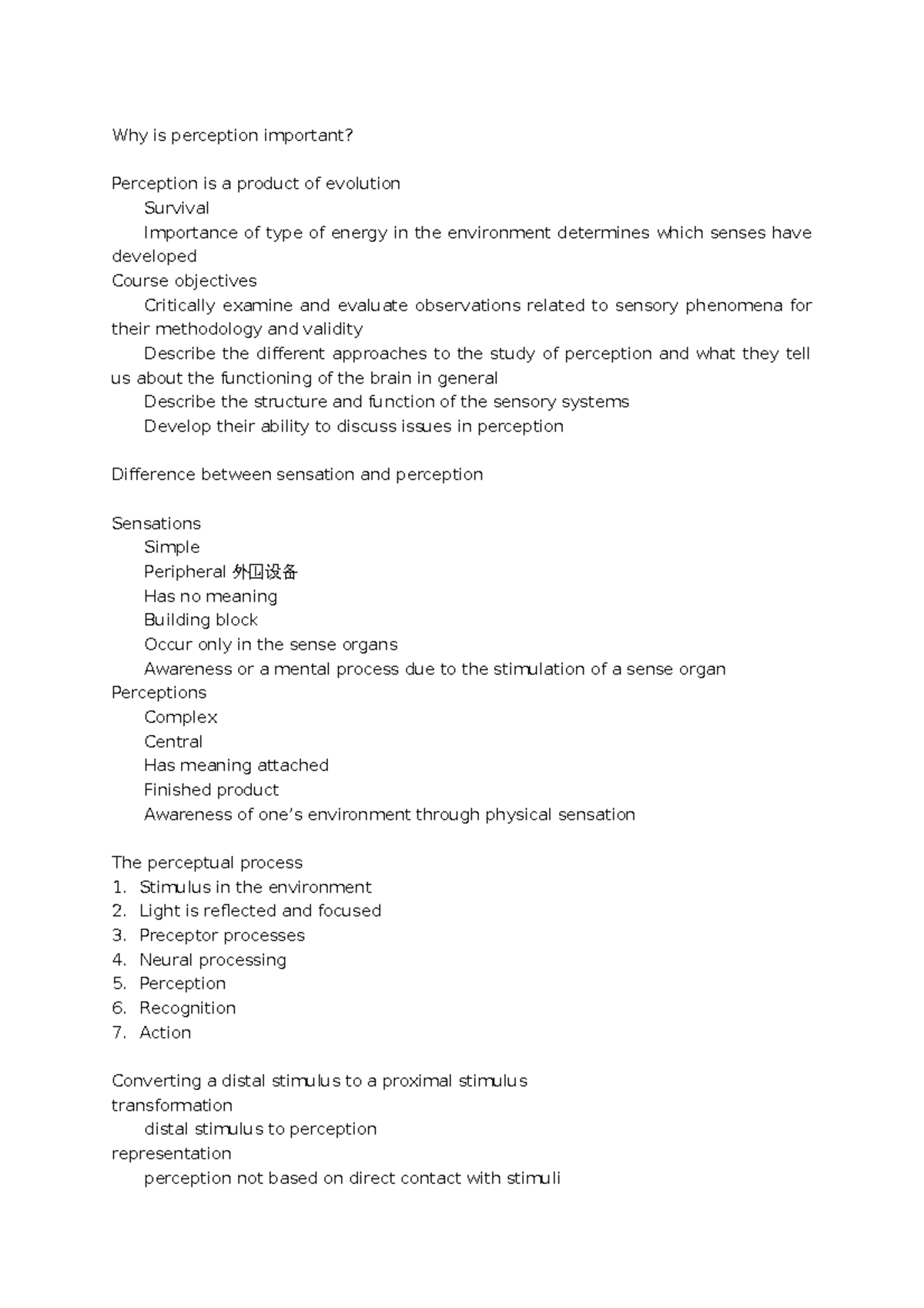 Sensation and perception - Why is perception important? Perception is a ...