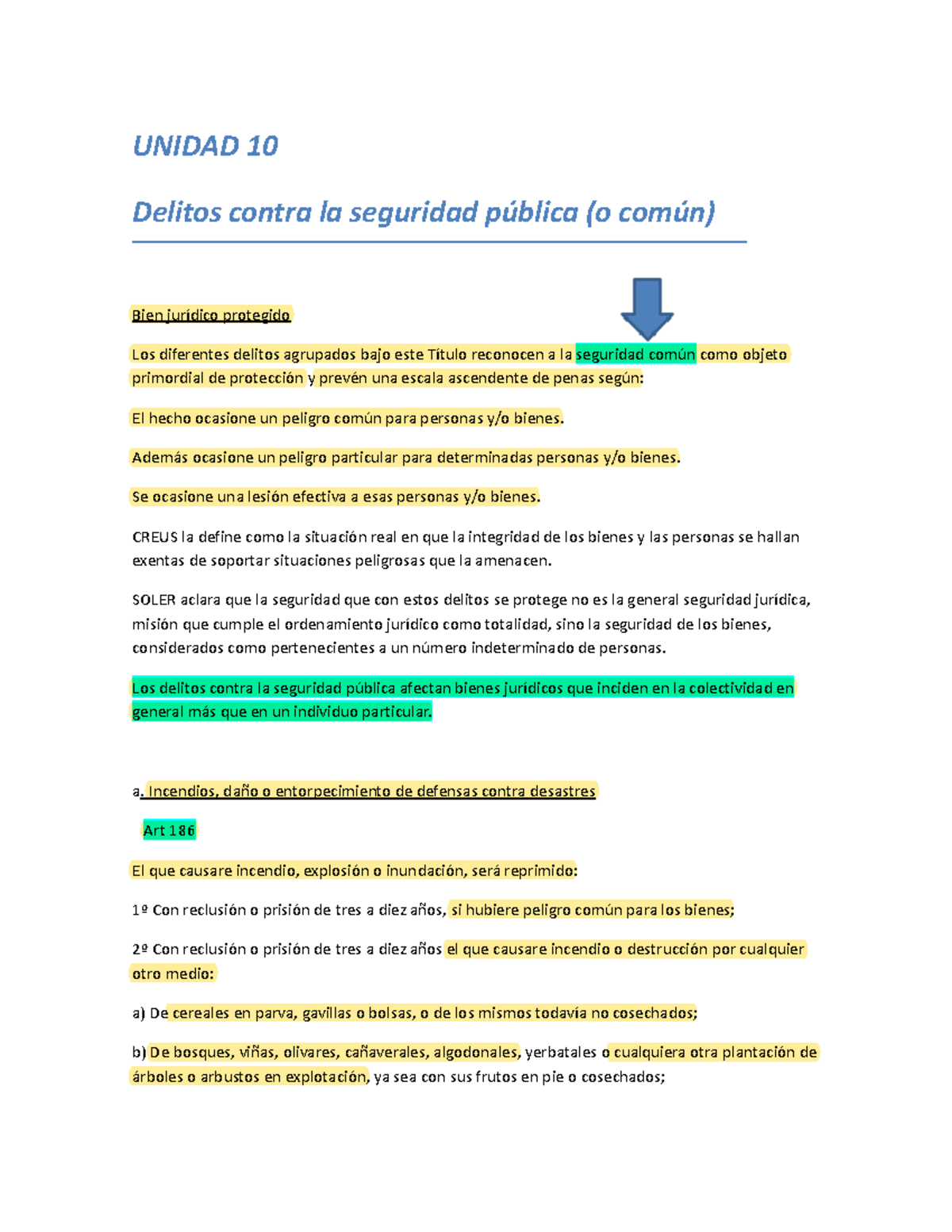Bolilla 10 - 8ow888w8w88w8w8w8w - UNIDAD 10 Delitos contra la seguridad pública (o común) Bien ...