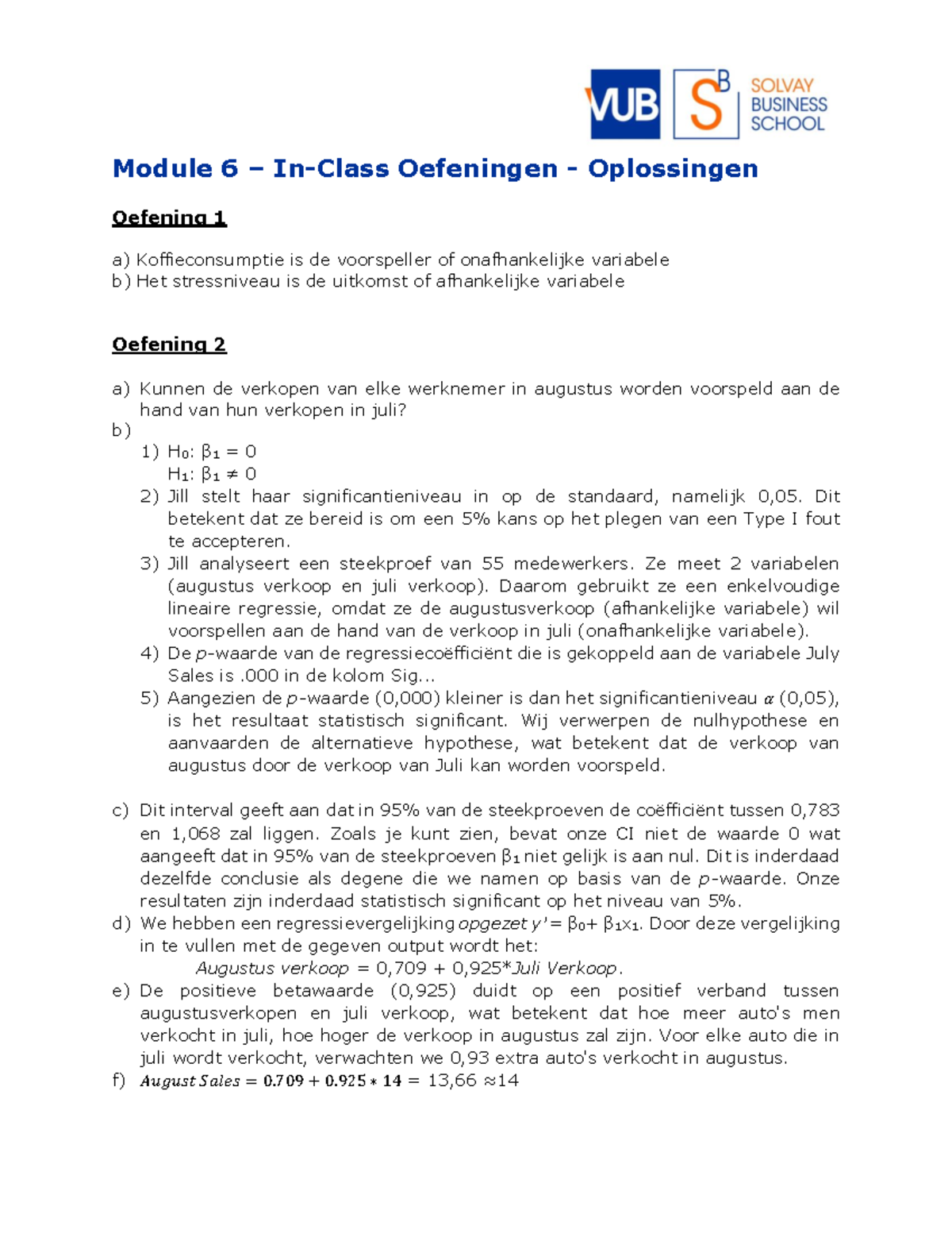 Module 6 - Oplossingen - Module 6 – In-Class Oefeningen - Oplossingen ...