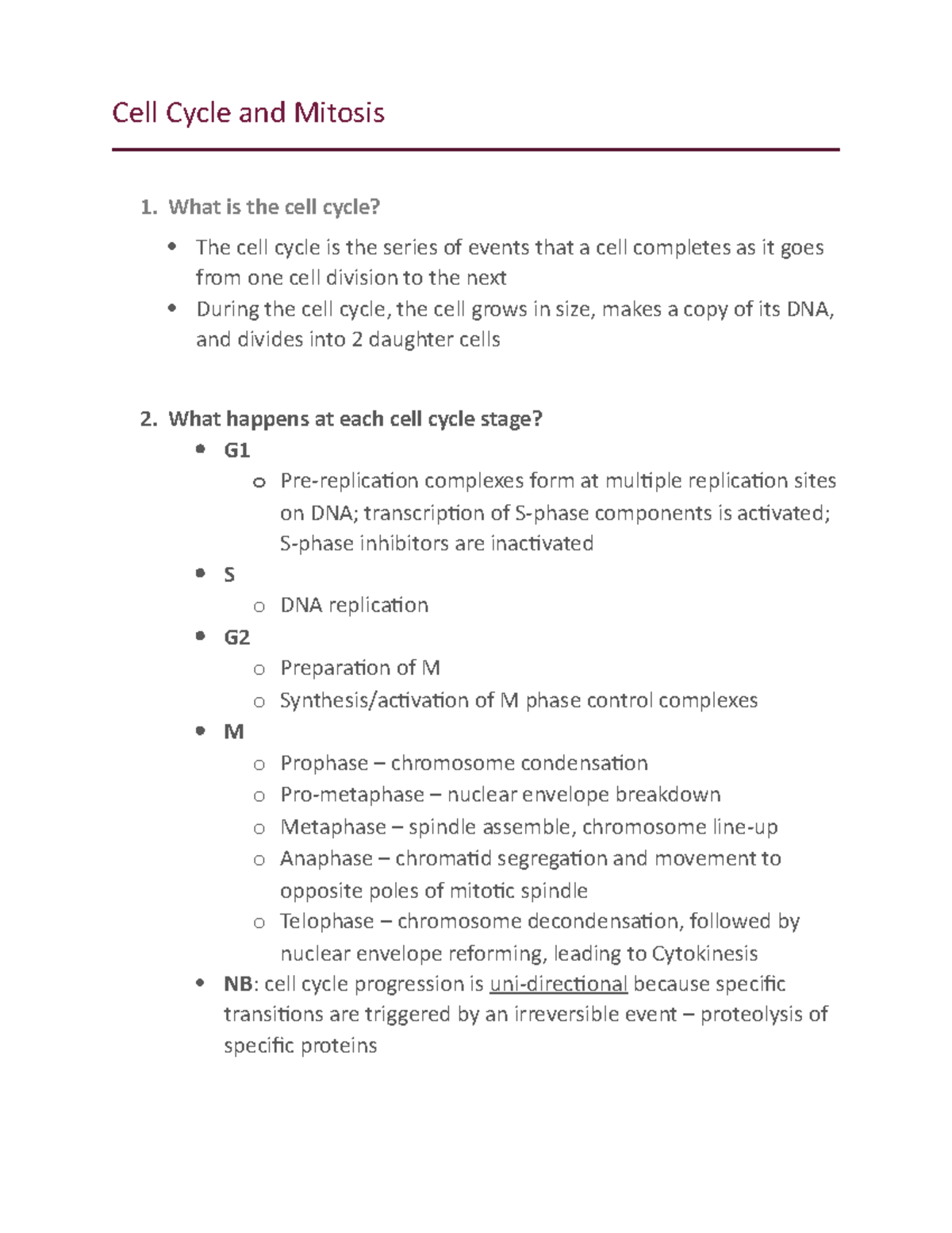 Cell Cycle and Mitosis - Cell Cycle and Mitosis What is the cell cycle ...