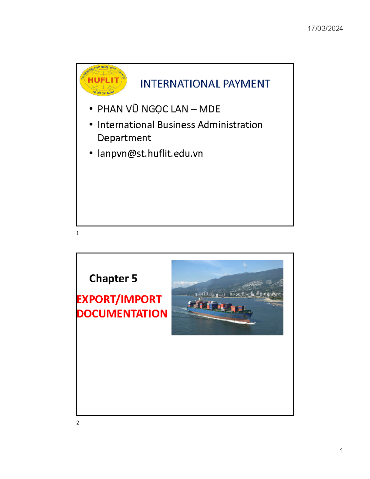 Chapter 5. Export import documentation - 5.0 - shortversion ...